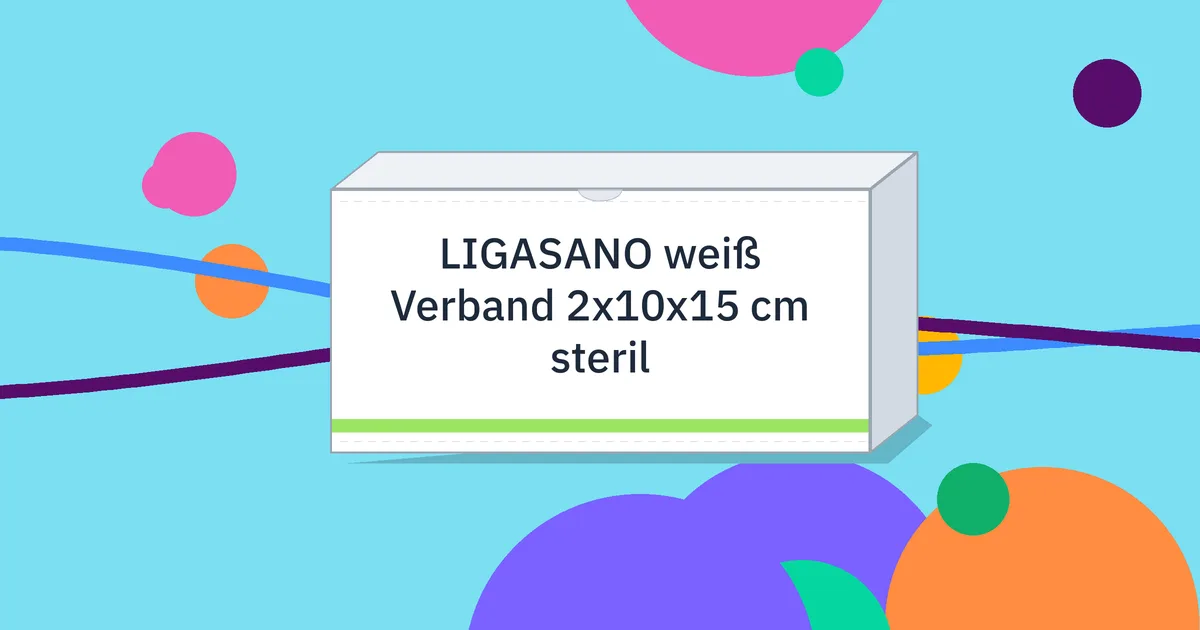 Symbolbild: Packung mit der Aufschrift LIGASANO weiß Verband 2x10x15 cm steril (PZN 19093464) – Verfügbarkeit und Bezug in Apotheken in Frankfurt am Main