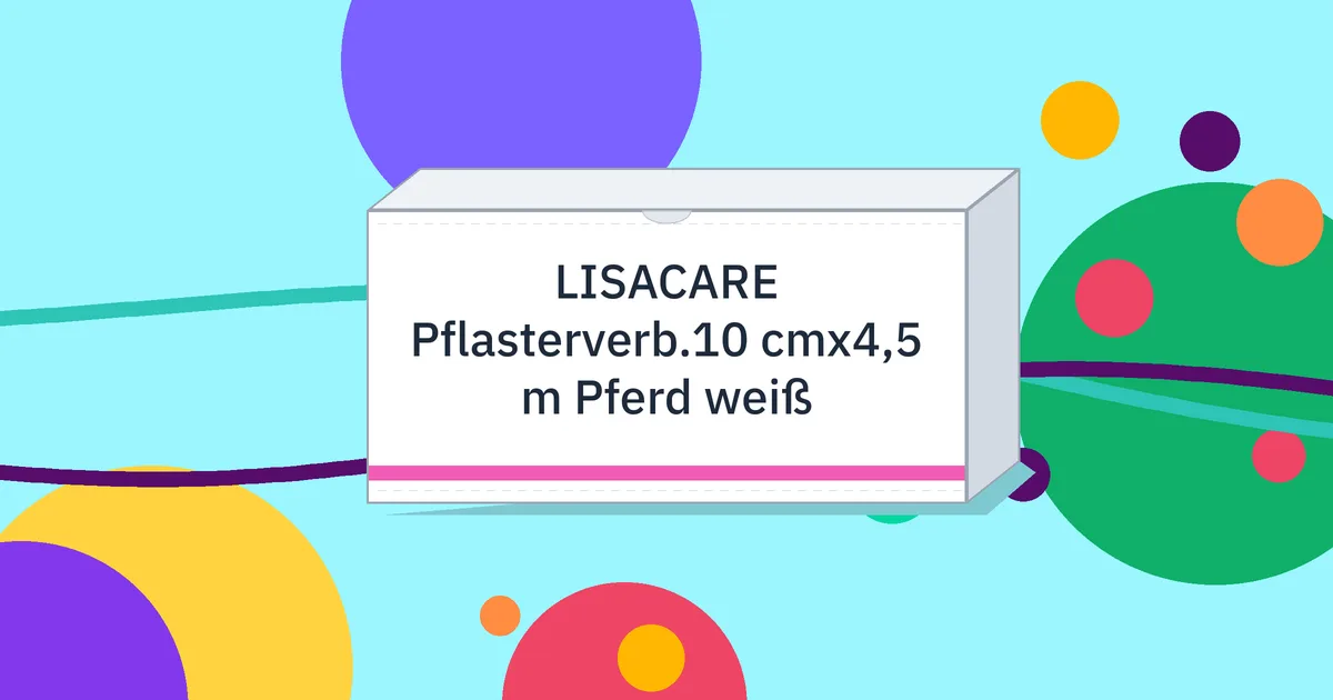 Symbolbild: Packung mit der Aufschrift LISACARE Pflasterverb.10 cmx4,5 m Pferd weiß (PZN 17893456) – Verfügbarkeit und Bezug in Apotheken in Frankfurt am Main