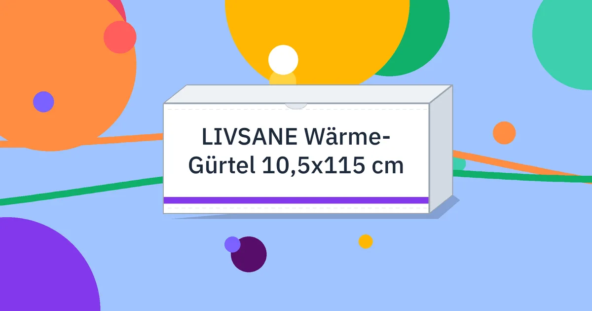 Symbolbild: Packung mit der Aufschrift LIVSANE Wärme-Gürtel 10,5x115 cm (PZN 17820026) – Verfügbarkeit und Bezug in Apotheken in Frankfurt am Main