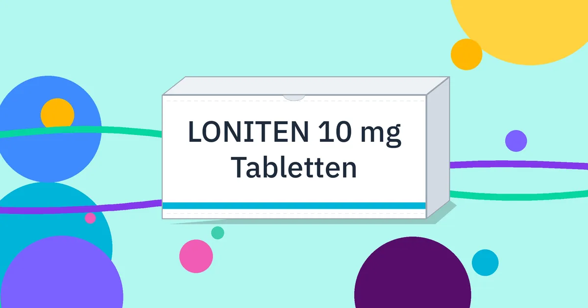 Symbolbild: Packung mit der Aufschrift LONITEN 10 mg Tabletten (PZN 09778178) – Verfügbarkeit und Bezug in Apotheken in Frankfurt am Main
