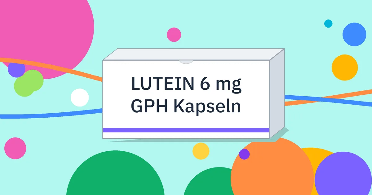 Symbolbild: Packung mit der Aufschrift LUTEIN 6 mg GPH Kapseln (PZN 03167812) – Verfügbarkeit und Bezug in Apotheken in Frankfurt am Main