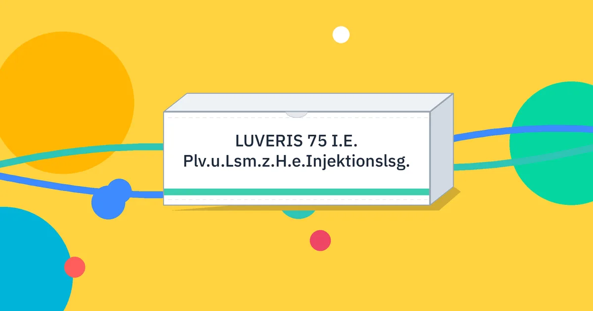 Symbolbild: Packung mit der Aufschrift LUVERIS 75 I.E. Plv.u.Lsm.z.H.e.Injektionslsg. (PZN 17216589) – Verfügbarkeit und Bezug in Apotheken in Frankfurt am Main