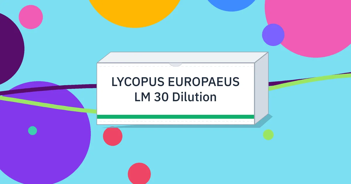 Symbolbild: Packung mit der Aufschrift LYCOPUS EUROPAEUS LM 30 Dilution (PZN 13538244) – Verfügbarkeit und Bezug in Apotheken in Frankfurt am Main