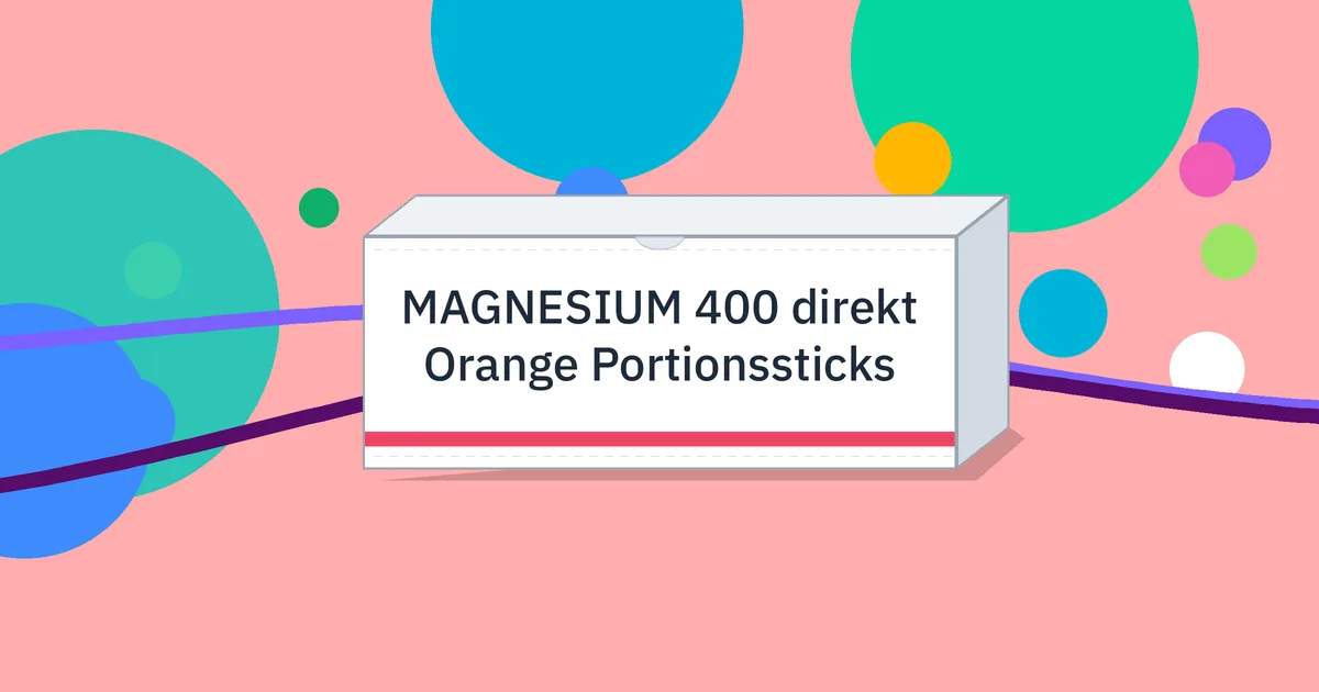 Symbolbild: Packung mit der Aufschrift MAGNESIUM 400 direkt Orange Portionssticks (PZN 15529901) – Verfügbarkeit und Bezug in Apotheken in Frankfurt am Main