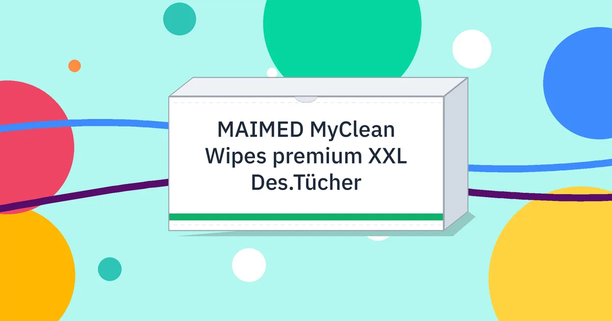 Symbolbild: Packung mit der Aufschrift MAIMED MyClean Wipes premium XXL Des.Tücher (PZN 10305976) – Verfügbarkeit und Bezug in Apotheken in Frankfurt am Main