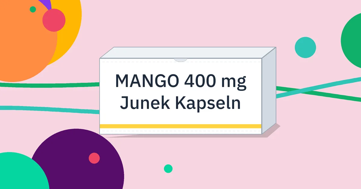 Symbolbild: Packung mit der Aufschrift MANGO 400 mg Junek Kapseln (PZN 03493144) – Verfügbarkeit und Bezug in Apotheken in Frankfurt am Main
