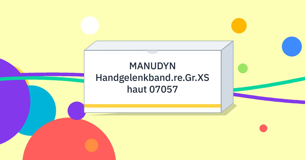 Symbolbild: Packung mit der Aufschrift MANUDYN Handgelenkband.re.Gr.XS haut 07057 (PZN 06727387) – Verfügbarkeit und Bezug in Apotheken in Frankfurt am Main