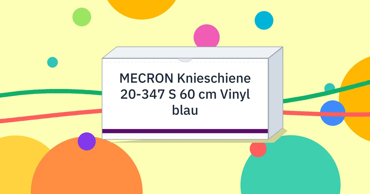 Symbolbild: Packung mit der Aufschrift MECRON Knieschiene 20-347 S 60 cm Vinyl blau (PZN 02910568) – Verfügbarkeit und Bezug in Apotheken in Frankfurt am Main