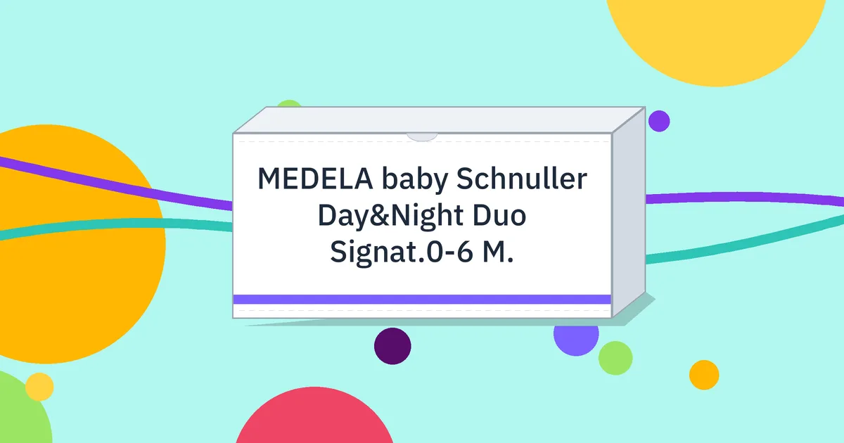 Symbolbild: Packung mit der Aufschrift MEDELA baby Schnuller Day&Night Duo Signat.0-6 M. (PZN 17256815) – Verfügbarkeit und Bezug in Apotheken in Frankfurt am Main