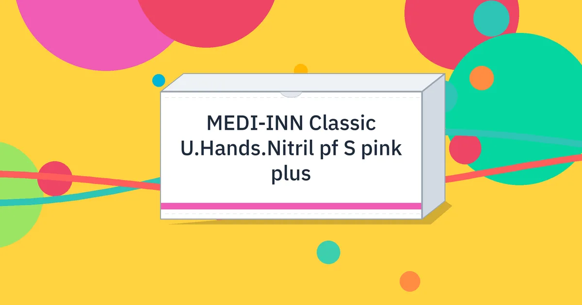 Symbolbild: Packung mit der Aufschrift MEDI-INN Classic U.Hands.Nitril pf S pink plus (PZN 18444737) – Verfügbarkeit und Bezug in Apotheken in Frankfurt am Main