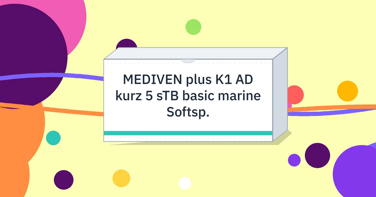 Symbolbild: Packung mit der Aufschrift MEDIVEN plus K1 AD kurz 5 sTB basic marine Softsp. (PZN 15046290) – Verfügbarkeit und Bezug in Apotheken in Frankfurt am Main