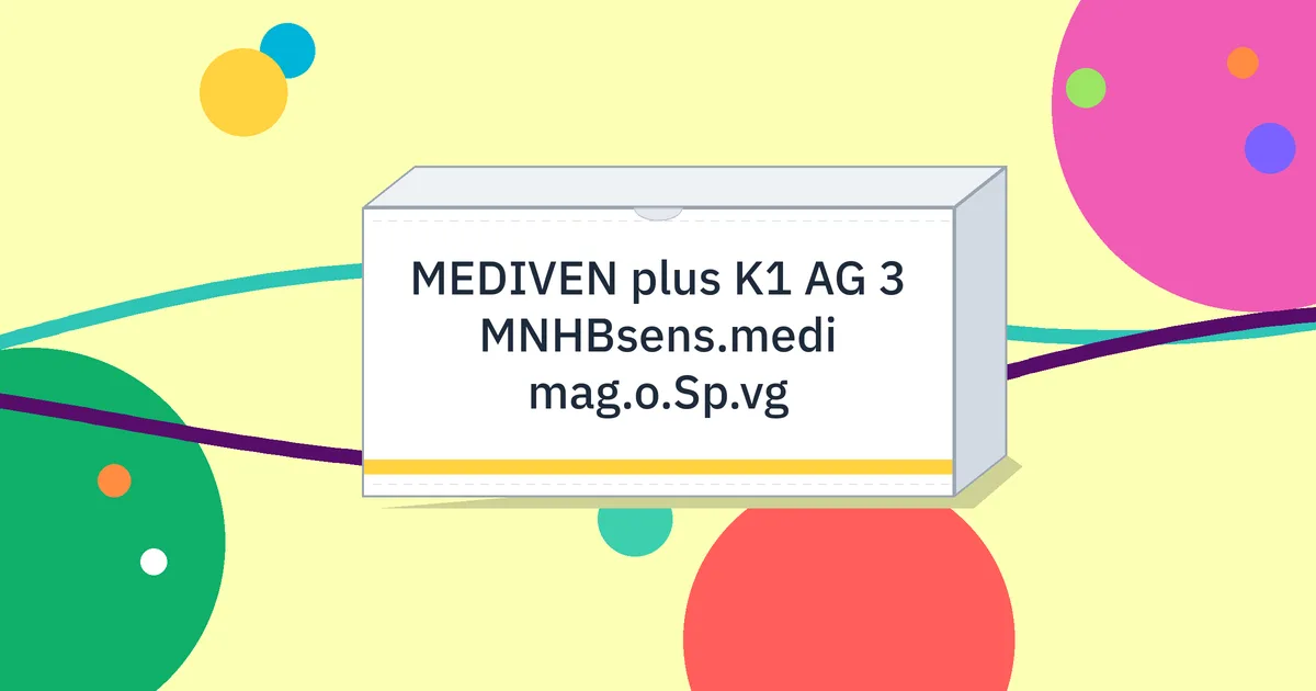 Symbolbild: Packung mit der Aufschrift MEDIVEN plus K1 AG 3 MNHBsens.medi mag.o.Sp.vg (PZN 15917419) – Verfügbarkeit und Bezug in Apotheken in Frankfurt am Main