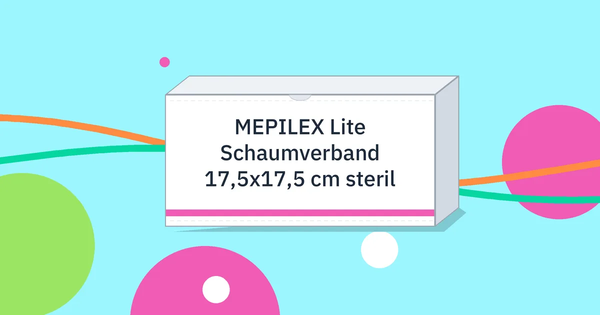 Symbolbild: Packung mit der Aufschrift MEPILEX Lite Schaumverband 17,5x17,5 cm steril (PZN 11593670) – Verfügbarkeit und Bezug in Apotheken in Frankfurt am Main