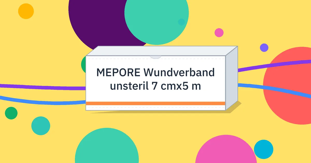 Symbolbild: Packung mit der Aufschrift MEPORE Wundverband unsteril 7 cmx5 m (PZN 10264527) – Verfügbarkeit und Bezug in Apotheken in Frankfurt am Main