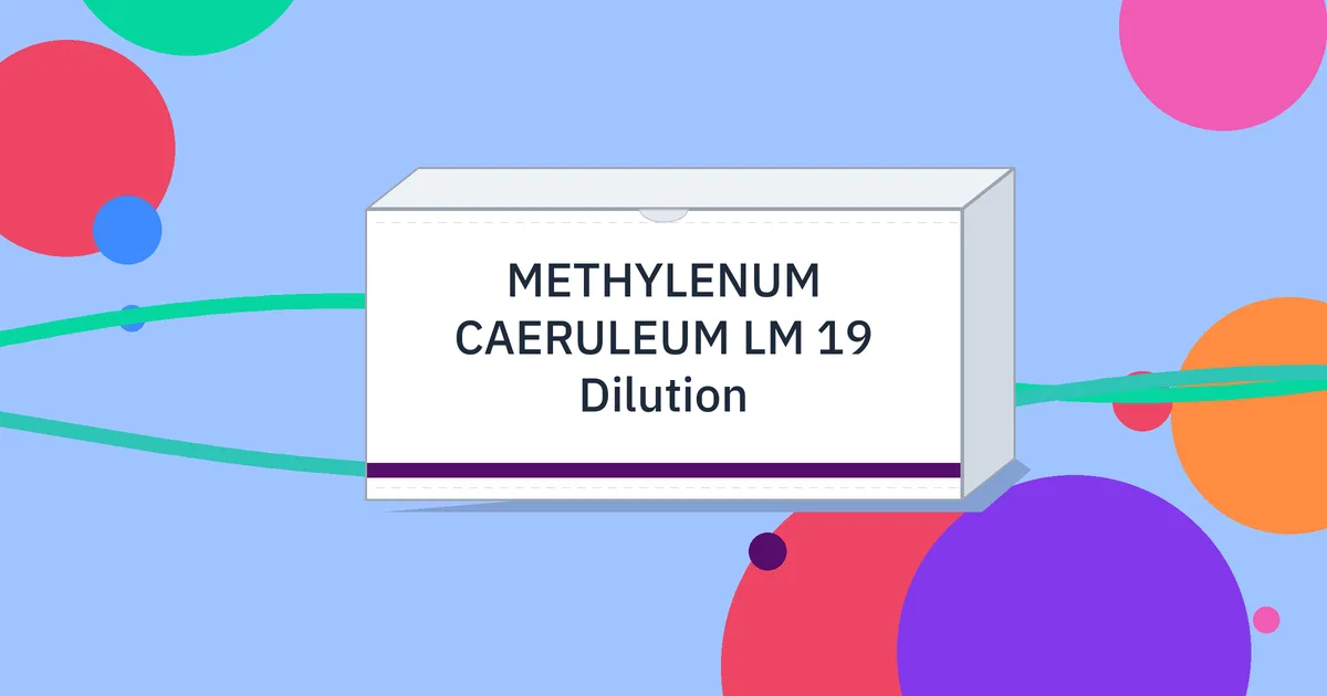 Symbolbild: Packung mit der Aufschrift METHYLENUM CAERULEUM LM 19 Dilution (PZN 13607117) – Verfügbarkeit und Bezug in Apotheken in Frankfurt am Main