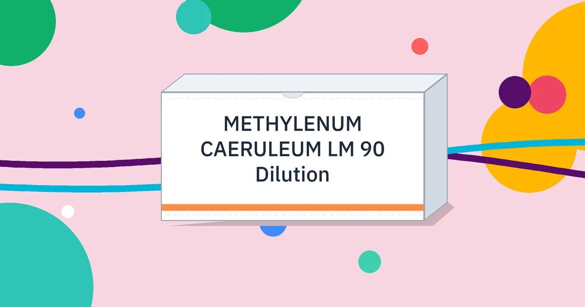 Symbolbild: Packung mit der Aufschrift METHYLENUM CAERULEUM LM 90 Dilution (PZN 13607301) – Verfügbarkeit und Bezug in Apotheken in Frankfurt am Main