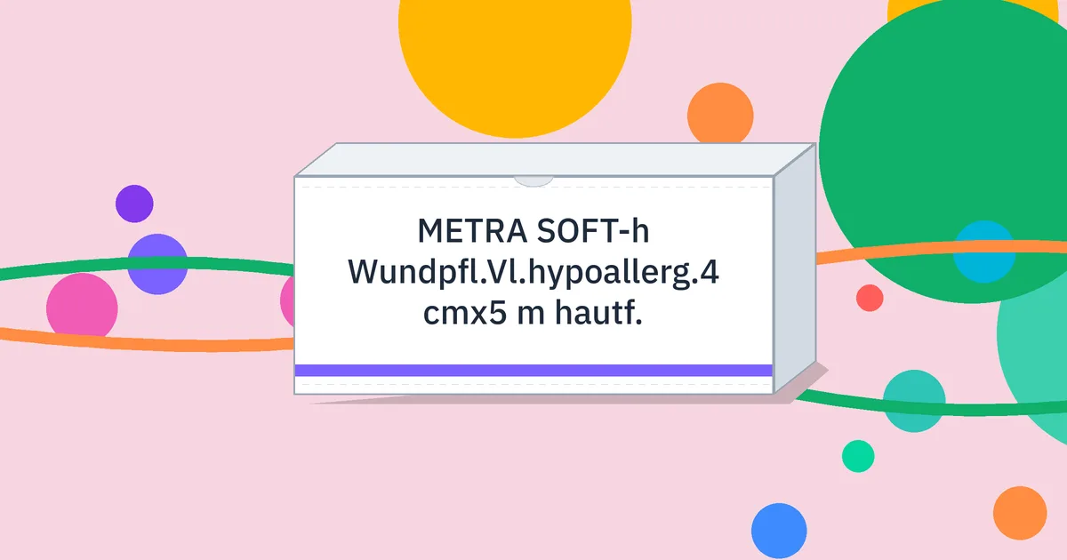 Symbolbild: Packung mit der Aufschrift METRA SOFT-h Wundpfl.Vl.hypoallerg.4 cmx5 m hautf. (PZN 07772094) – Verfügbarkeit und Bezug in Apotheken in Frankfurt am Main