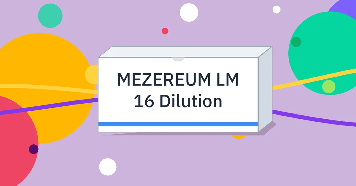Symbolbild: Packung mit der Aufschrift MEZEREUM LM 16 Dilution (PZN 12956235) – Verfügbarkeit und Bezug in Apotheken in Frankfurt am Main