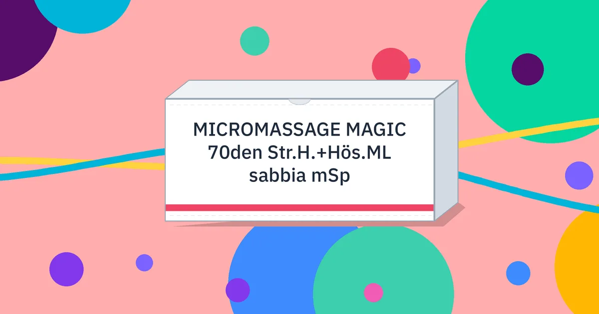 Symbolbild: Packung mit der Aufschrift MICROMASSAGE MAGIC 70den Str.H.+Hös.ML sabbia mSp (PZN 00555850) – Verfügbarkeit und Bezug in Apotheken in Frankfurt am Main