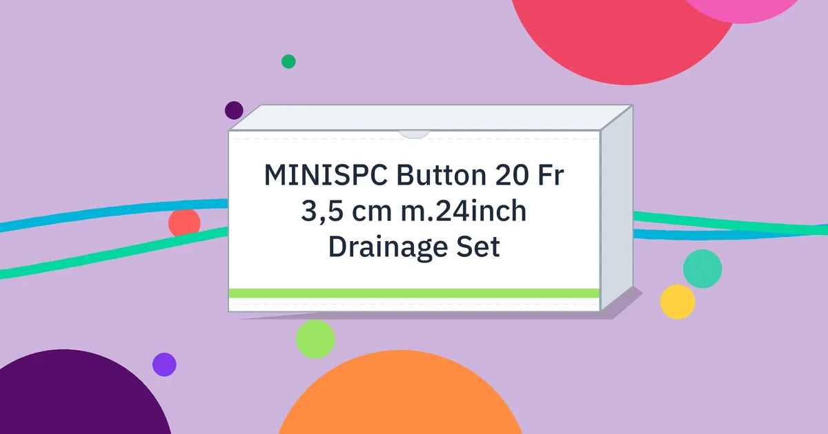 Symbolbild: Packung mit der Aufschrift MINISPC Button 20 Fr 3,5 cm m.24inch Drainage Set (PZN 20822371) – Verfügbarkeit und Bezug in Apotheken in Frankfurt am Main