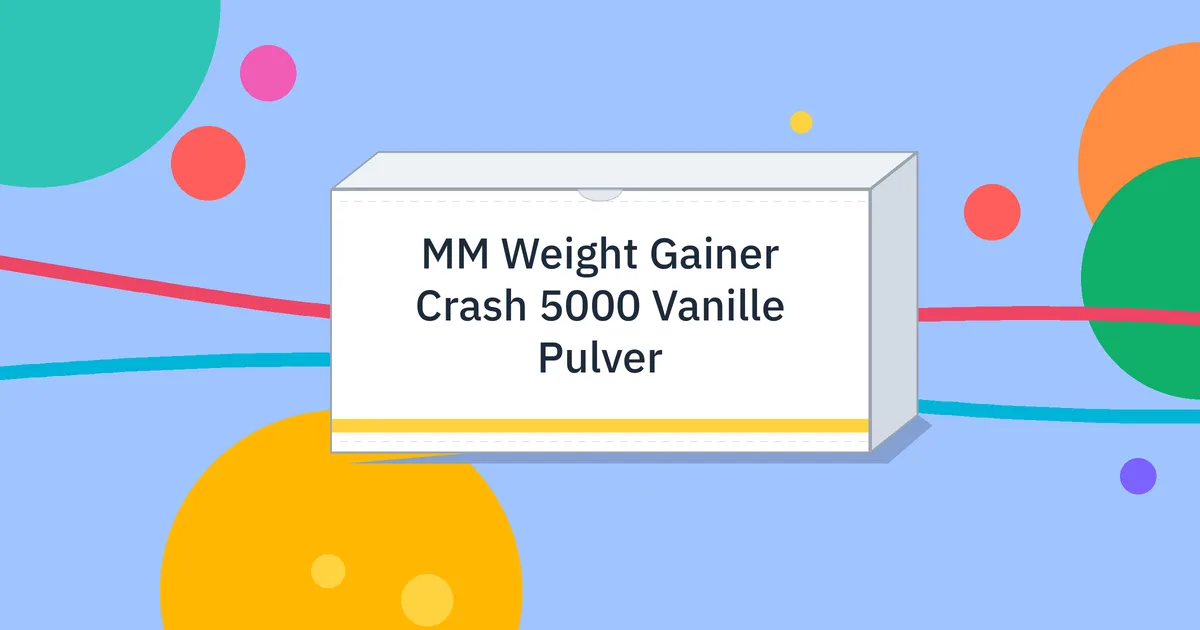 Symbolbild: Packung mit der Aufschrift MM Weight Gainer Crash 5000 Vanille Pulver (PZN 11103832) – Verfügbarkeit und Bezug in Apotheken in Frankfurt am Main