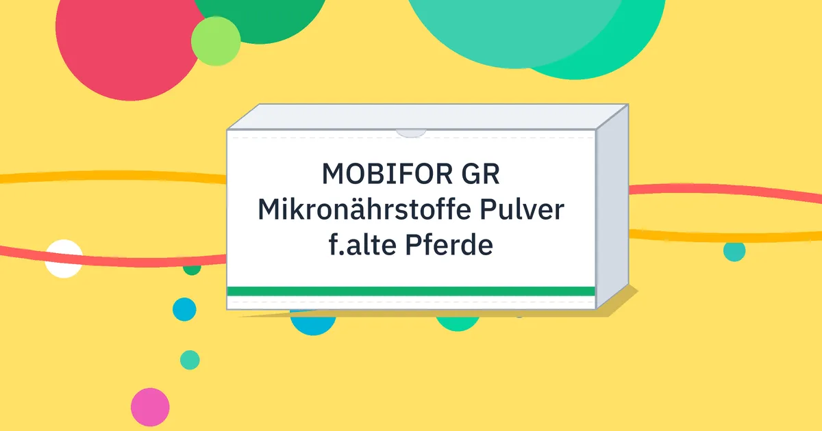 Symbolbild: Packung mit der Aufschrift MOBIFOR GR Mikronährstoffe Pulver f.alte Pferde (PZN 17835298) – Verfügbarkeit und Bezug in Apotheken in Frankfurt am Main