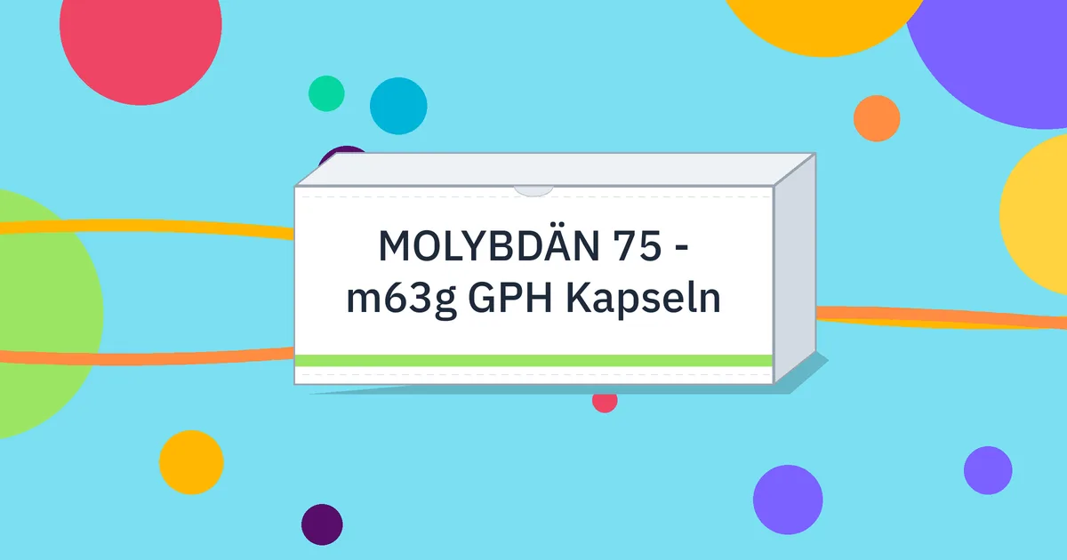 Symbolbild: Packung mit der Aufschrift MOLYBDÄN 75 -m63g GPH Kapseln (PZN 07605597) – Verfügbarkeit und Bezug in Apotheken in Frankfurt am Main