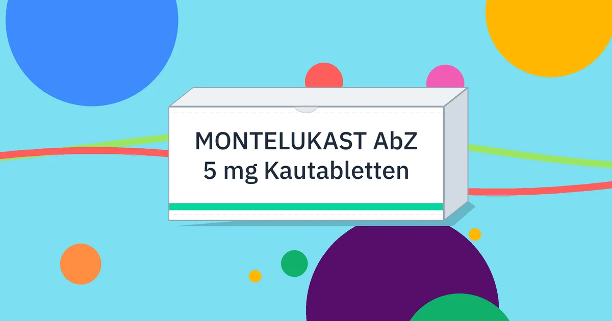 Symbolbild: Packung mit der Aufschrift MONTELUKAST AbZ 5 mg Kautabletten (PZN 09434585) – Verfügbarkeit und Bezug in Apotheken in Frankfurt am Main