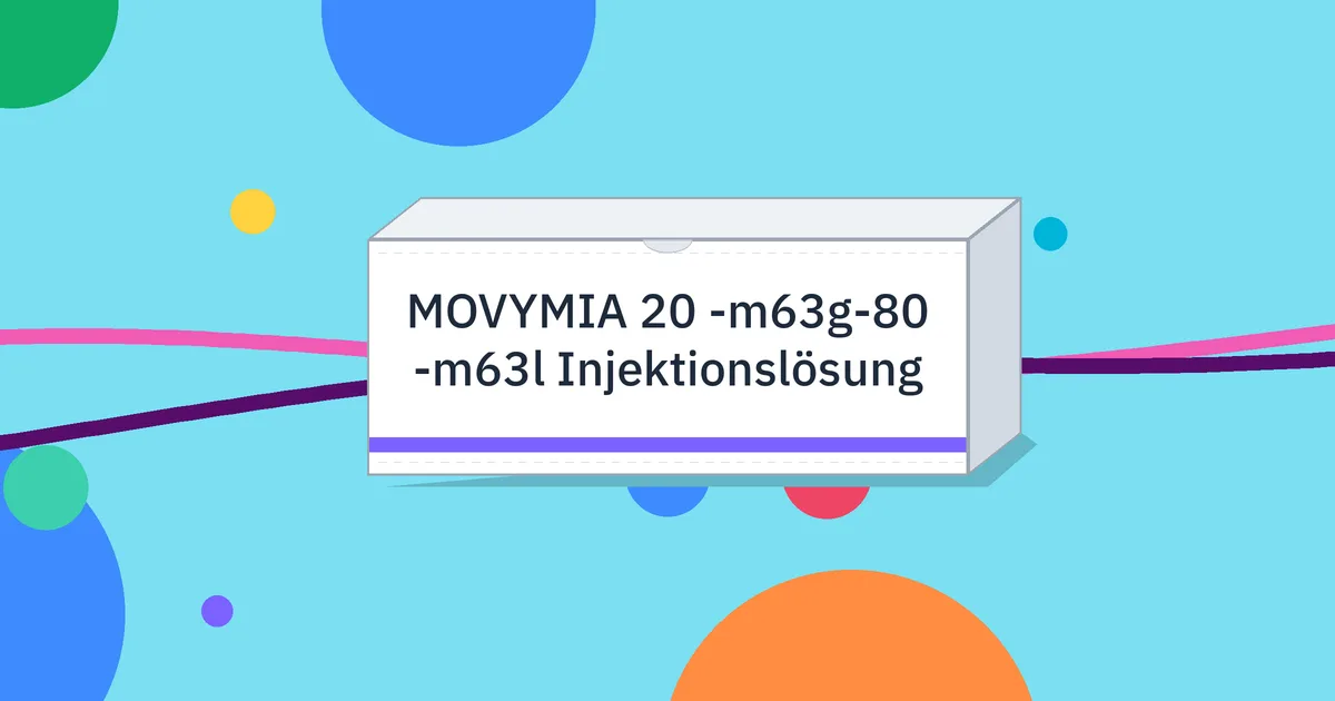 Symbolbild: Packung mit der Aufschrift MOVYMIA 20 -m63g-80 -m63l Injektionslösung (PZN 18733683) – Verfügbarkeit und Bezug in Apotheken in Frankfurt am Main