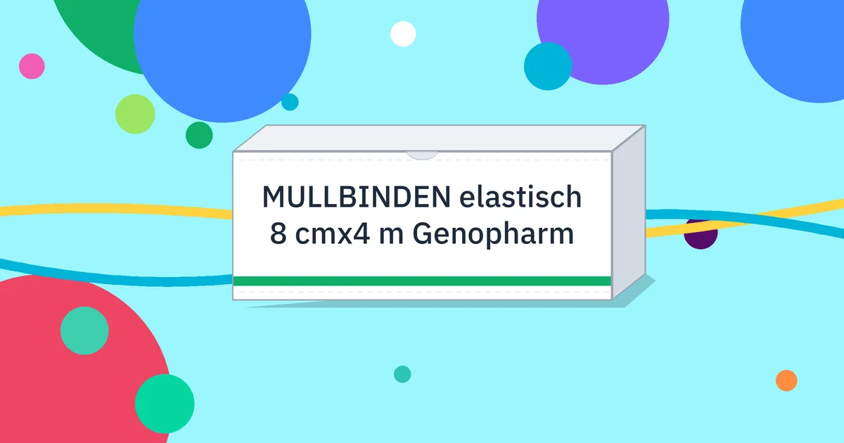 Symbolbild: Packung mit der Aufschrift MULLBINDEN elastisch 8 cmx4 m Genopharm (PZN 08672779) – Verfügbarkeit und Bezug in Apotheken in Frankfurt am Main