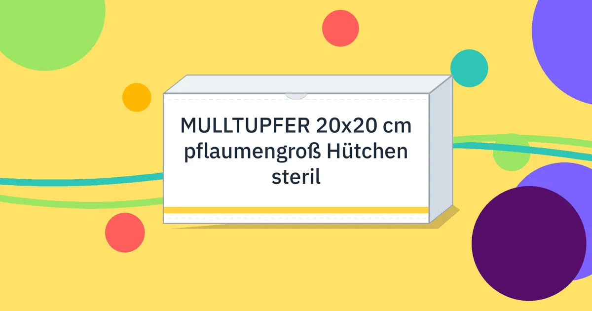 Symbolbild: Packung mit der Aufschrift MULLTUPFER 20x20 cm pflaumengroß Hütchen steril (PZN 01364106) – Verfügbarkeit und Bezug in Apotheken in Frankfurt am Main