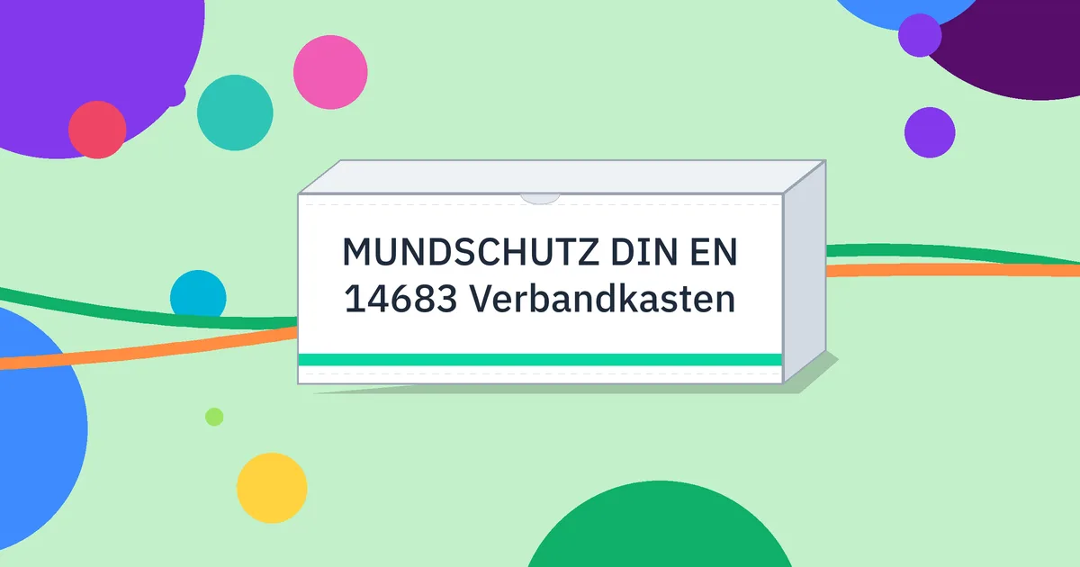 Symbolbild: Packung mit der Aufschrift MUNDSCHUTZ DIN EN 14683 Verbandkasten (PZN 18047580) – Verfügbarkeit und Bezug in Apotheken in Frankfurt am Main