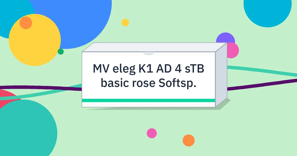 Symbolbild: Packung mit der Aufschrift MV eleg K1 AD 4 sTB basic rose Softsp. (PZN 14685993) – Verfügbarkeit und Bezug in Apotheken in Frankfurt am Main