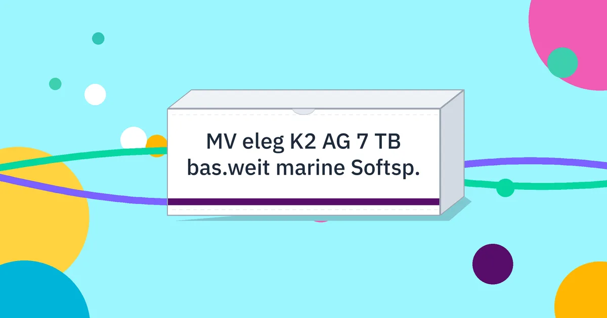Symbolbild: Packung mit der Aufschrift MV eleg K2 AG 7 TB bas.weit marine Softsp. (PZN 14613344) – Verfügbarkeit und Bezug in Apotheken in Frankfurt am Main