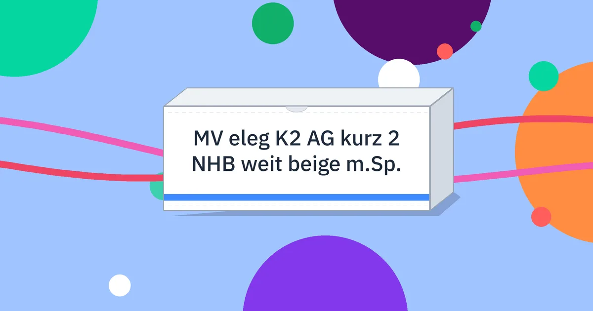 Symbolbild: Packung mit der Aufschrift MV eleg K2 AG kurz 2 NHB weit beige m.Sp. (PZN 15715087) – Verfügbarkeit und Bezug in Apotheken in Frankfurt am Main