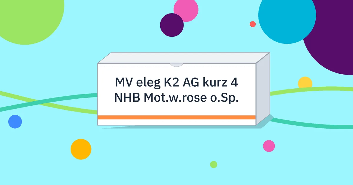 Symbolbild: Packung mit der Aufschrift MV eleg K2 AG kurz 4 NHB Mot.w.rose o.Sp. (PZN 15712404) – Verfügbarkeit und Bezug in Apotheken in Frankfurt am Main