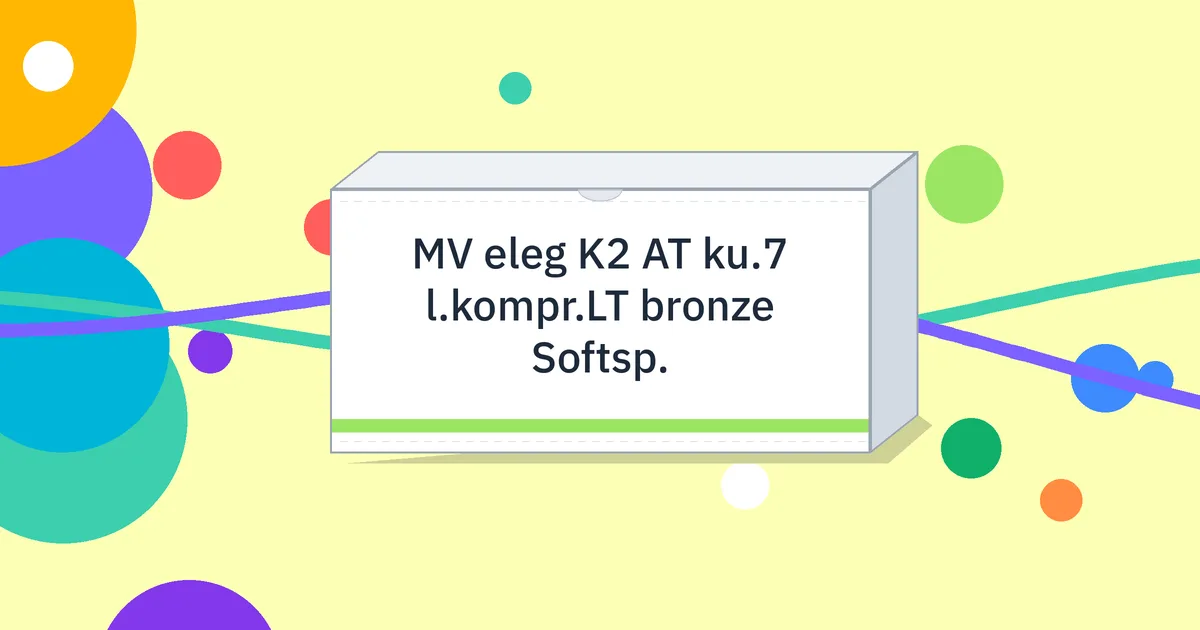 Symbolbild: Packung mit der Aufschrift MV eleg K2 AT ku.7 l.kompr.LT bronze Softsp. (PZN 15287645) – Verfügbarkeit und Bezug in Apotheken in Frankfurt am Main