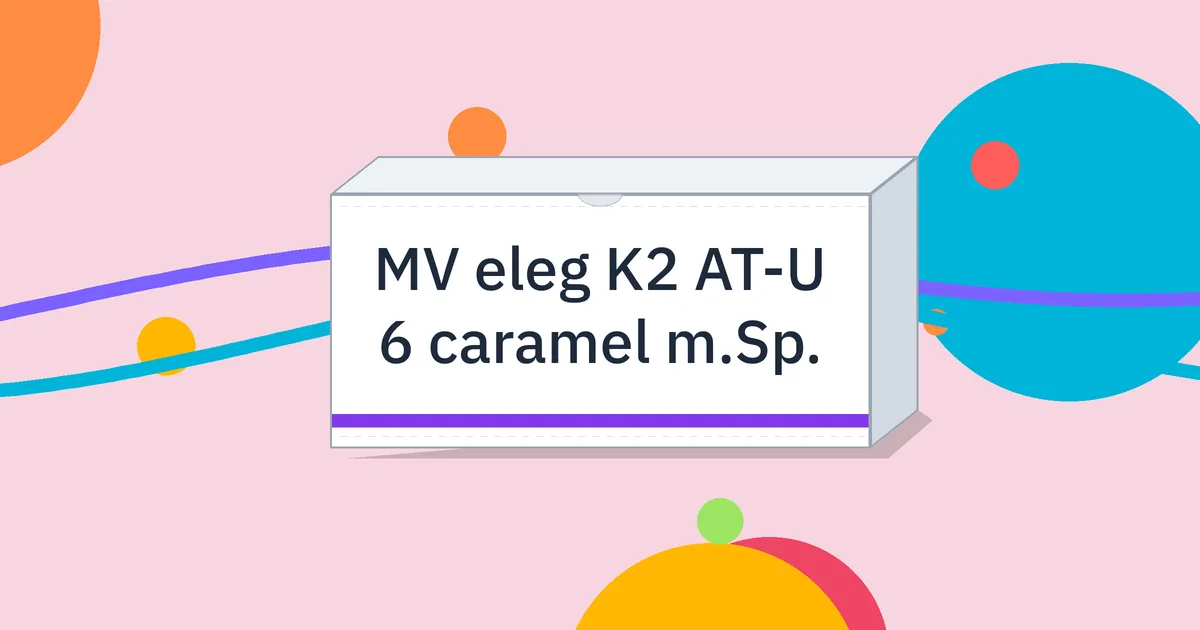 Symbolbild: Packung mit der Aufschrift MV eleg K2 AT-U 6 caramel m.Sp. (PZN 00530258) – Verfügbarkeit und Bezug in Apotheken in Frankfurt am Main