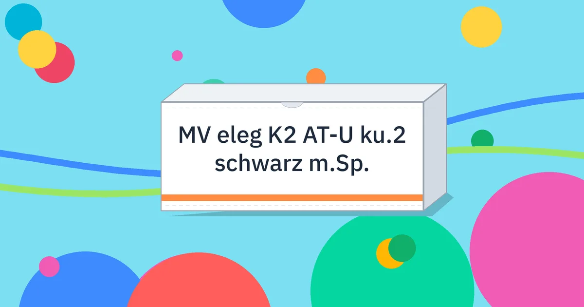 Symbolbild: Packung mit der Aufschrift MV eleg K2 AT-U ku.2 schwarz m.Sp. (PZN 00315755) – Verfügbarkeit und Bezug in Apotheken in Frankfurt am Main