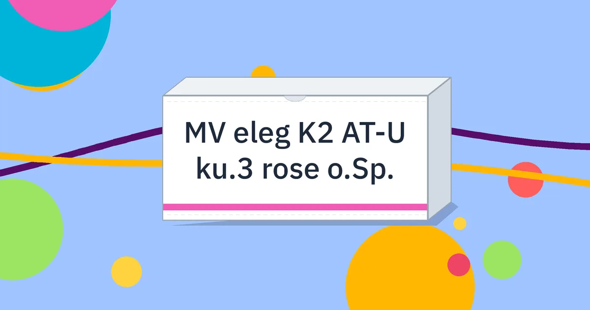 Symbolbild: Packung mit der Aufschrift MV eleg K2 AT-U ku.3 rose o.Sp. (PZN 15292296) – Verfügbarkeit und Bezug in Apotheken in Frankfurt am Main