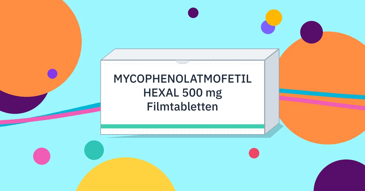Symbolbild: Packung mit der Aufschrift MYCOPHENOLATMOFETIL HEXAL 500 mg Filmtabletten (PZN 20405348) – Verfügbarkeit und Bezug in Apotheken in Frankfurt am Main