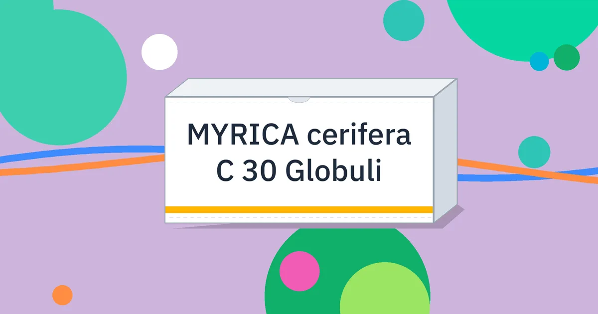 Symbolbild: Packung mit der Aufschrift MYRICA cerifera C 30 Globuli (PZN 16692566) – Verfügbarkeit und Bezug in Apotheken in Frankfurt am Main