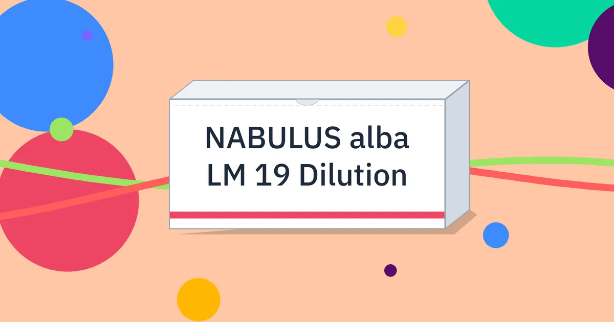 Symbolbild: Packung mit der Aufschrift NABULUS alba LM 19 Dilution (PZN 13615447) – Verfügbarkeit und Bezug in Apotheken in Frankfurt am Main