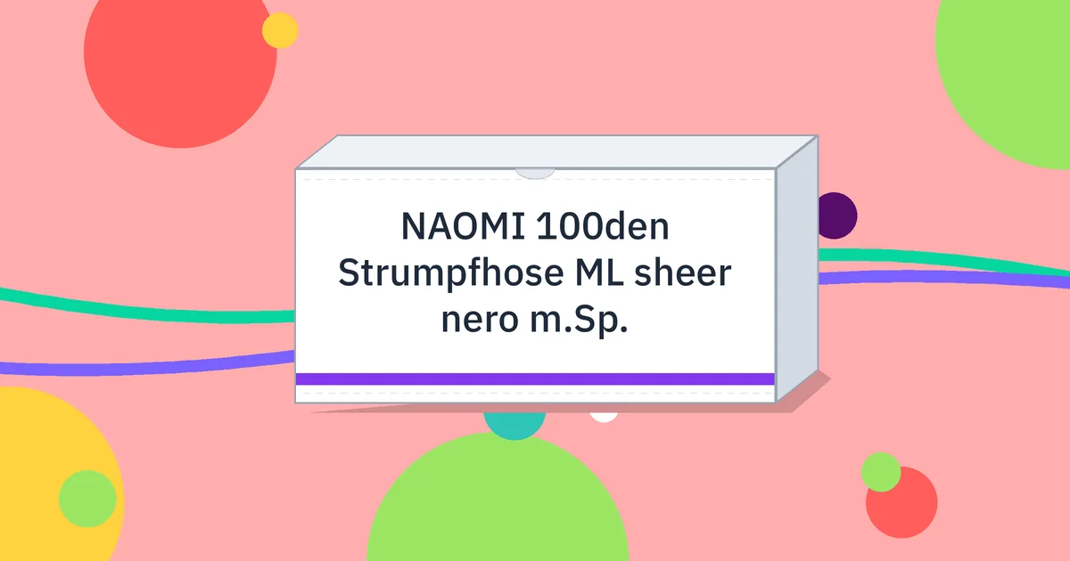 Symbolbild: Packung mit der Aufschrift NAOMI 100den Strumpfhose ML sheer nero m.Sp. (PZN 16177315) – Verfügbarkeit und Bezug in Apotheken in Frankfurt am Main