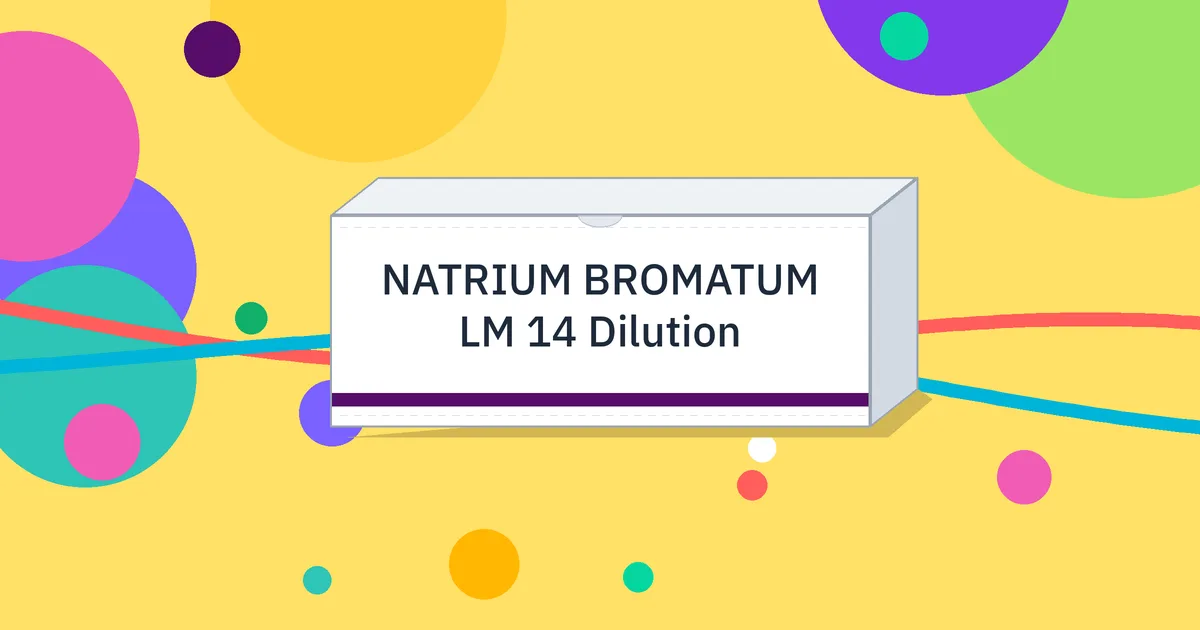 Symbolbild: Packung mit der Aufschrift NATRIUM BROMATUM LM 14 Dilution (PZN 12961259) – Verfügbarkeit und Bezug in Apotheken in Frankfurt am Main