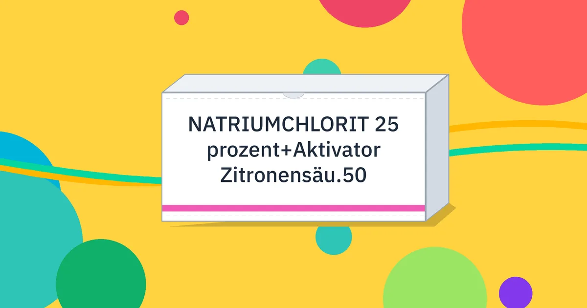 Symbolbild: Packung mit der Aufschrift NATRIUMCHLORIT 25 prozent+Aktivator Zitronensäu.50 (PZN 13510257) – Verfügbarkeit und Bezug in Apotheken in Frankfurt am Main
