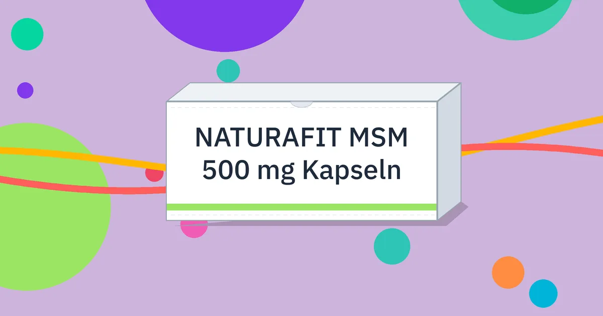 Symbolbild: Packung mit der Aufschrift NATURAFIT MSM 500 mg Kapseln (PZN 11171963) – Verfügbarkeit und Bezug in Apotheken in Frankfurt am Main