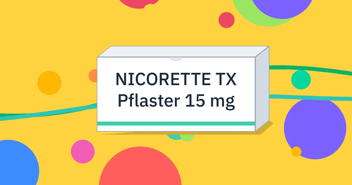 Symbolbild: Packung mit der Aufschrift NICORETTE TX Pflaster 15 mg (PZN 20546310) – Verfügbarkeit und Bezug in Apotheken in Frankfurt am Main