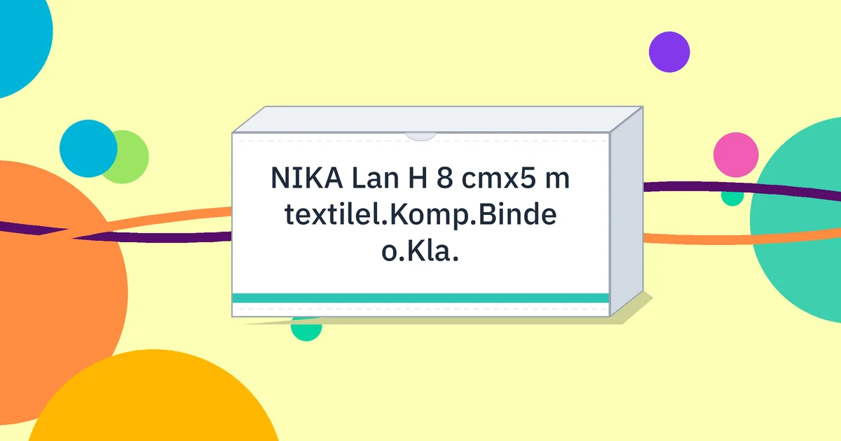 Symbolbild: Packung mit der Aufschrift NIKA Lan H 8 cmx5 m textilel.Komp.Binde o.Kla. (PZN 18171340) – Verfügbarkeit und Bezug in Apotheken in Frankfurt am Main