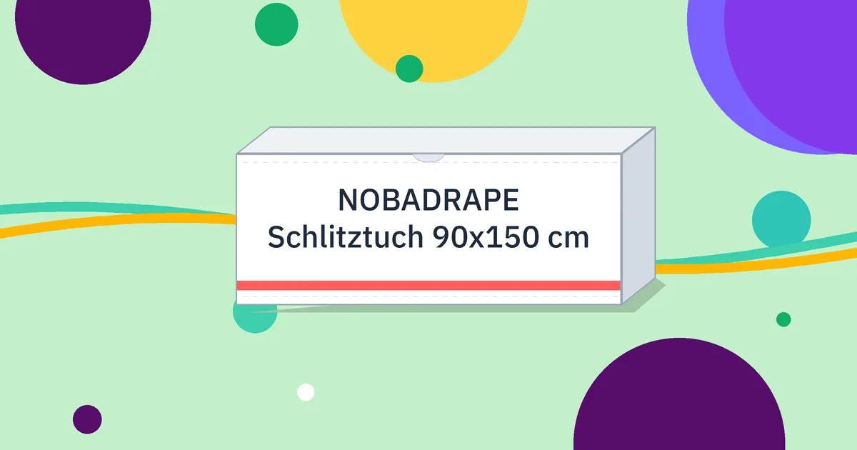 Symbolbild: Packung mit der Aufschrift NOBADRAPE Schlitztuch 90x150 cm (PZN 02292484) – Verfügbarkeit und Bezug in Apotheken in Frankfurt am Main